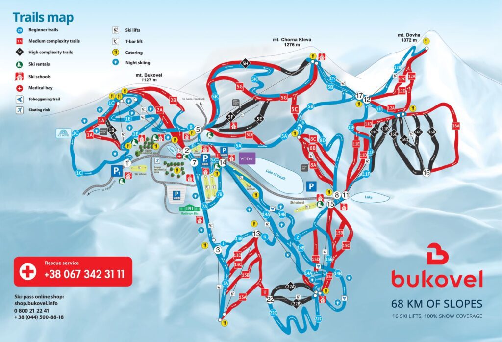 Bukovel Ski Map And Resort Information - Free Piste Map