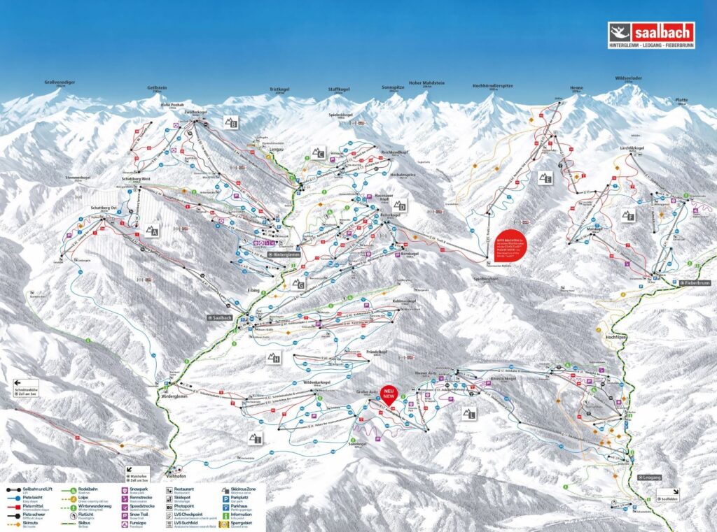 Saalbach Ski Map And Resort Information - Free Piste Map