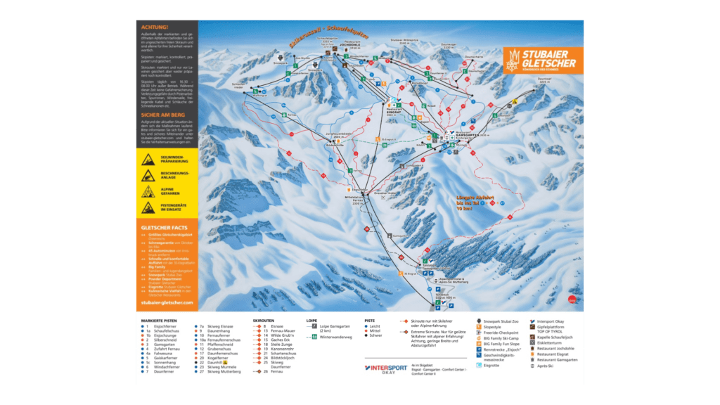 Stubaier Gletscher Ski Map & Resort Information - Free Piste Map