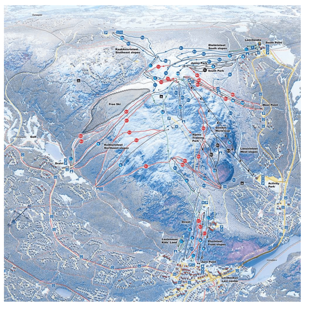 Levi Ski Map And Resort Information - Free Piste Map