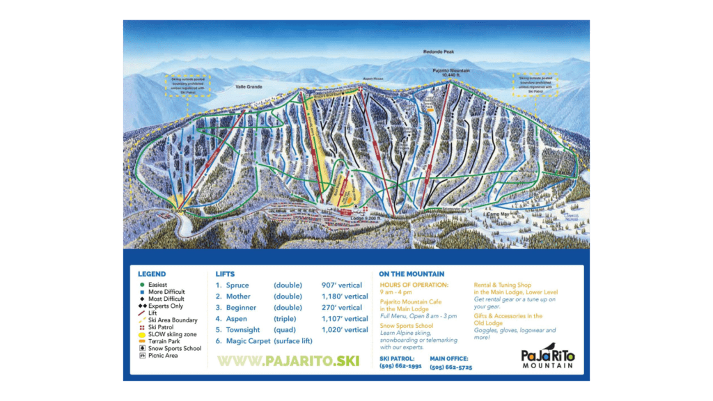 Pajarito Ski Map And Resort Information - Free Piste Map