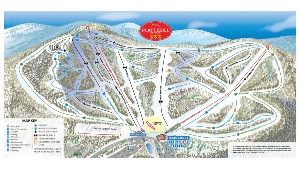 Plattekill Ski Map And Resort Information - Free Piste Map